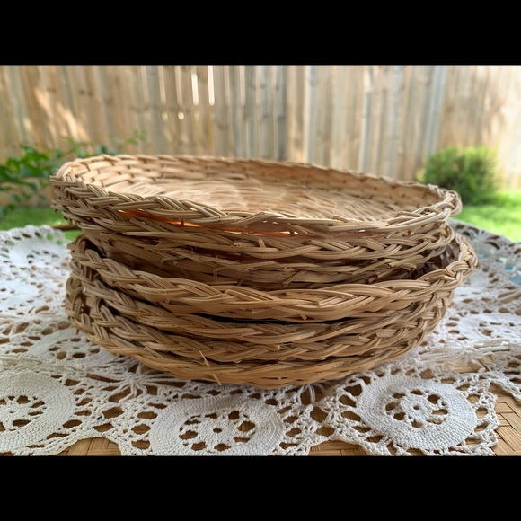 Vintage | Dining | Vintage Wicker Paper Plate Holders Set Of 6 | Poshmark